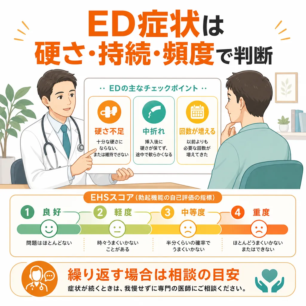 EDの症状をチェック！初期症状や受診の目安も解説 - 野瀬まごころクリニック - コラム